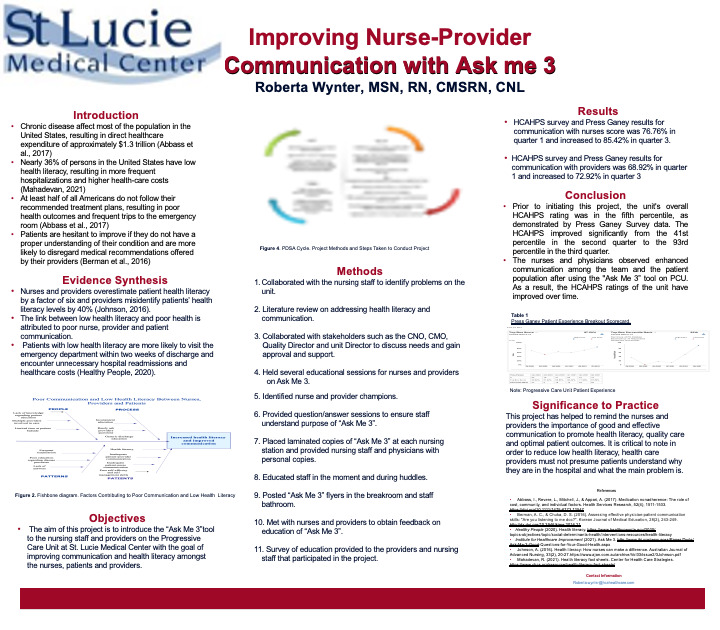 Poster 122: Improving Nurse-Provider Communication with Ask Me 3 Tool ...