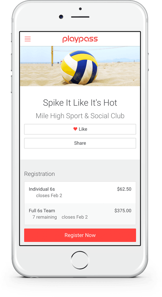 Volleyball Registration & League Website Software