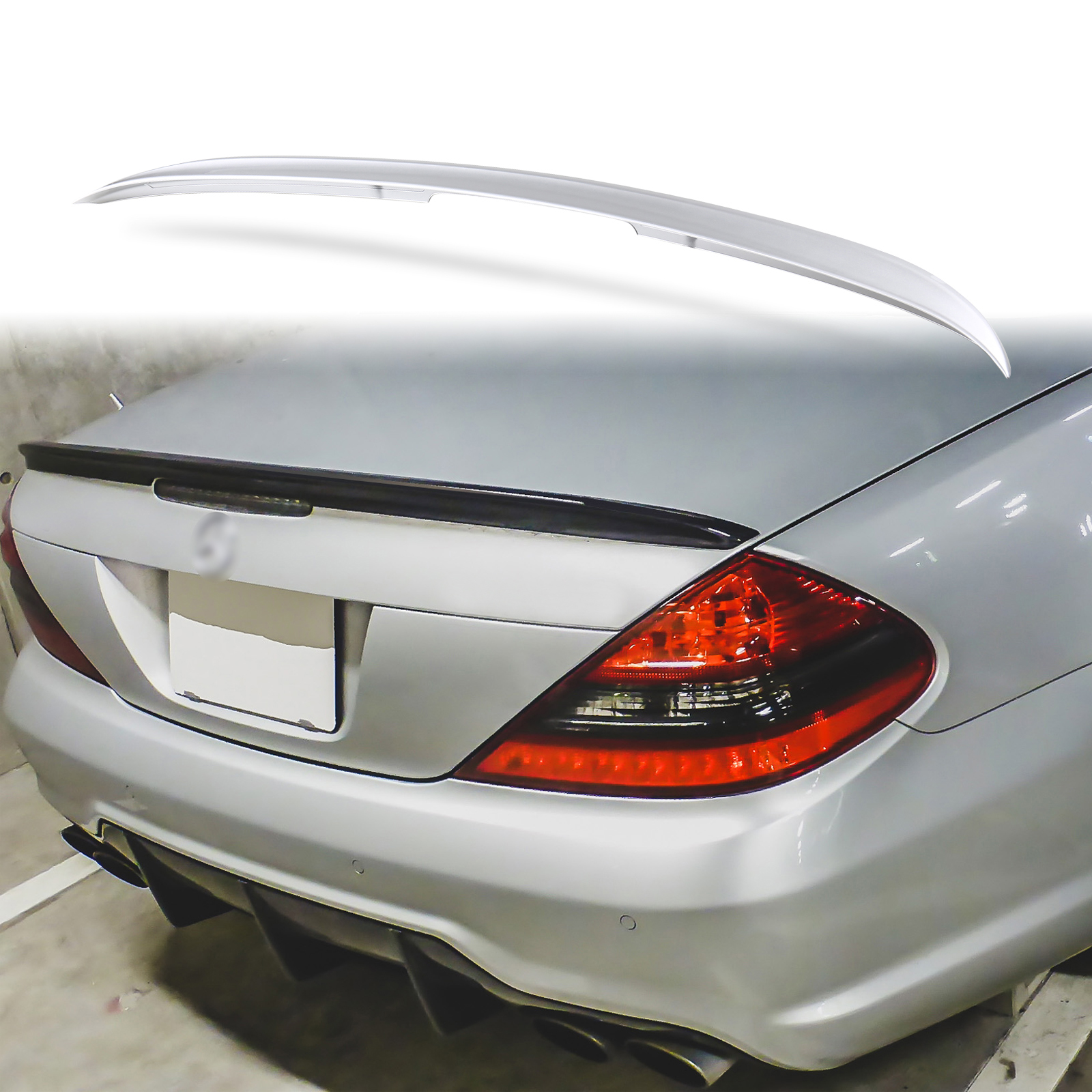 Painted 775 Iridium Silver ABS rear boot spoiler for Mercedes Benz SL ...