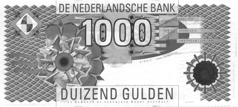 1994 Netherlands 1000 Gulden values and price guide