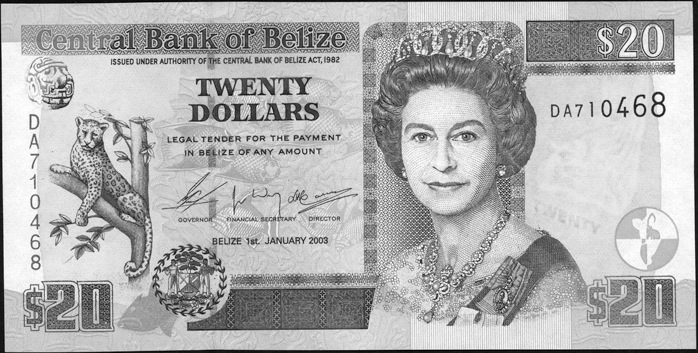 2003 Belize 20 Dollars values and price guide
