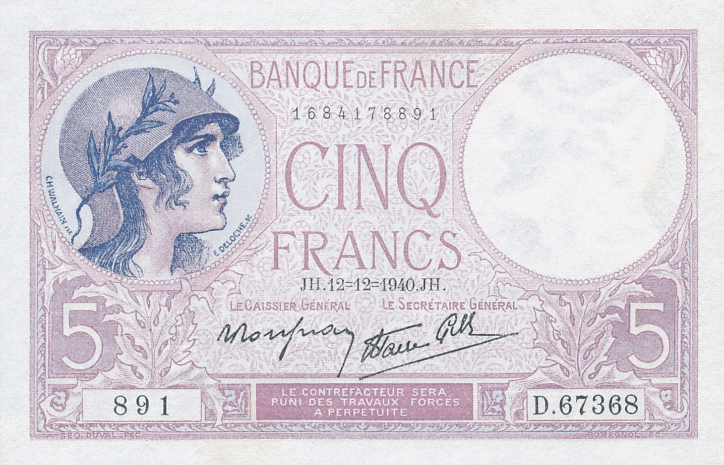 1939-1941 France 5 Francs values and price guide