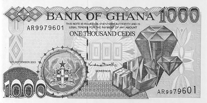 1996-1997 Ghana 1000 Cedis values and price guide