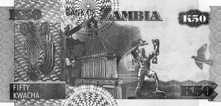 1992 Zambia 50 Kwacha values and price guide