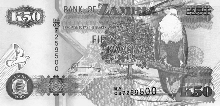 1992 Zambia 50 Kwacha values and price guide