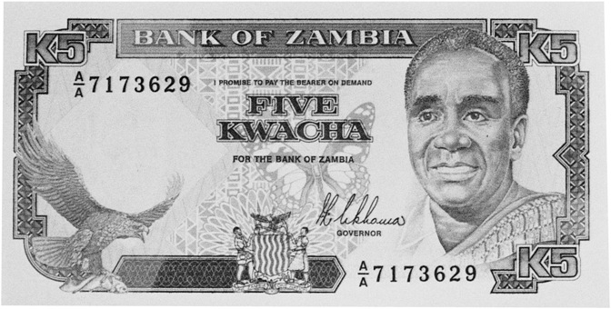 1989 Zambia 5 Kwacha values and price guide