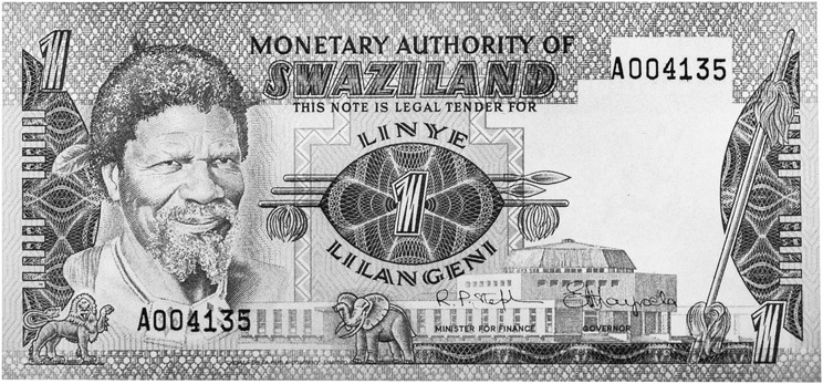 1974 Swaziland 1 Lilangeni values and price guide