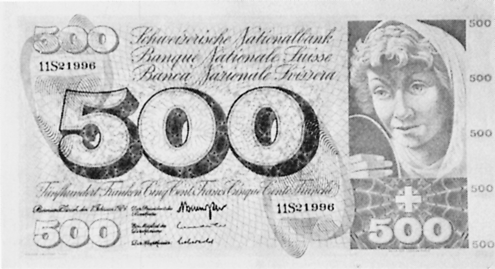 1959-1974 Switzerland 500 Franken values and price guide