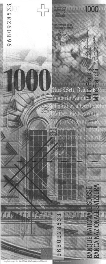 1998 Switzerland 1000 Franken values and price guide