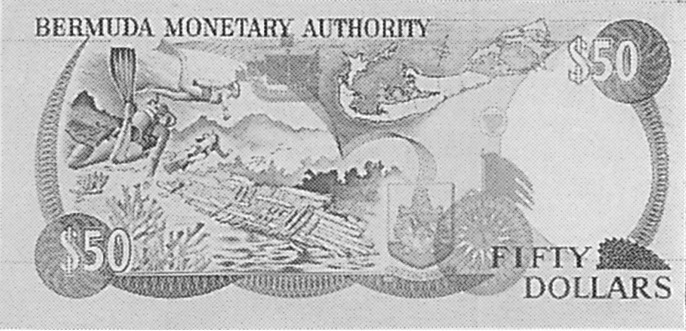 1997 Bermuda 50 Dollars values and price guide