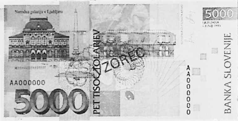 1993 Slovenia 5000 Tolarjev values and price guide