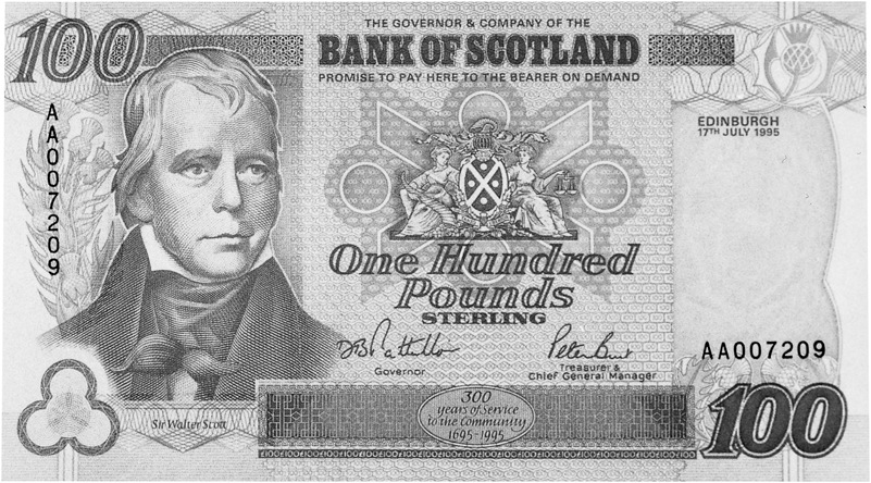 1995 Scotland 100 Pounds values and price guide