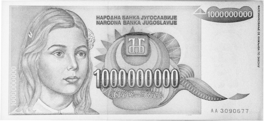 1993 Yugoslavia 1,000,000,000 Dinara values and price guide