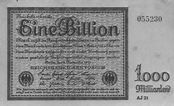 1923 Germany 1 Billion Mark values and price guide
