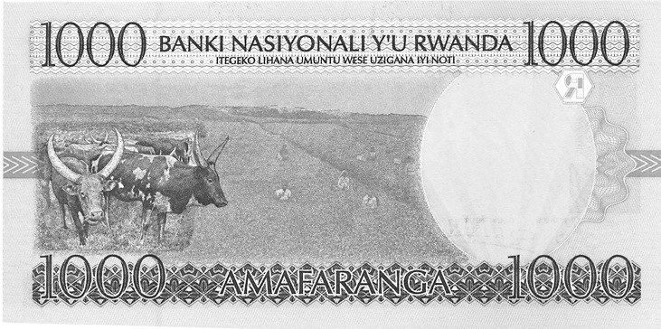 1998 Rwanda 1000 Francs values and price guide