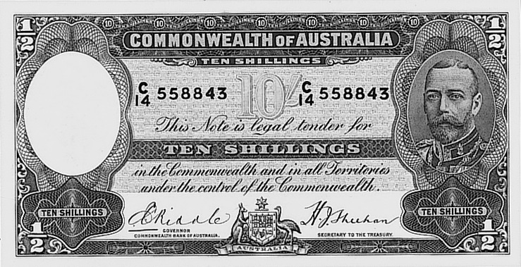 1933 Australia 10 Shillings values and price guide