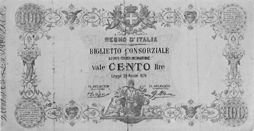 1874 Italy 100 Lire values and price guide