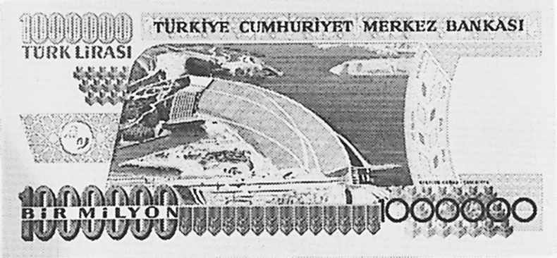 1995 Turkey 1,000,000 Lira values and price guide