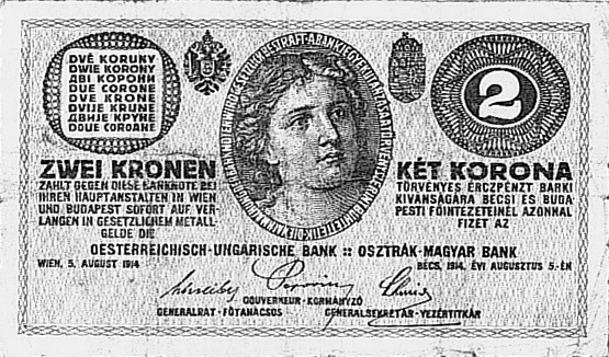 1914 Austria 2 Kronen values and price guide