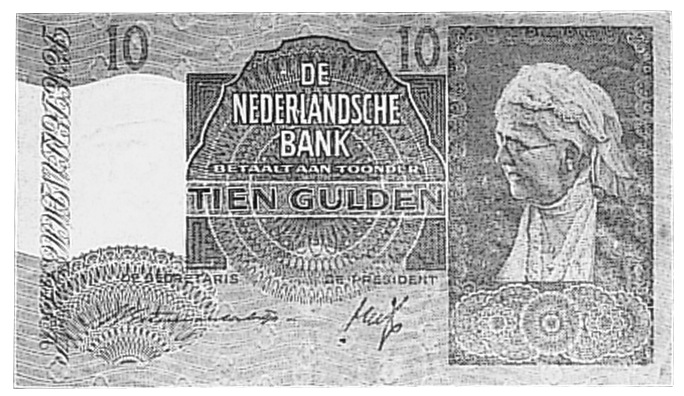 1940-1941 Netherlands 10 Gulden values and price guide