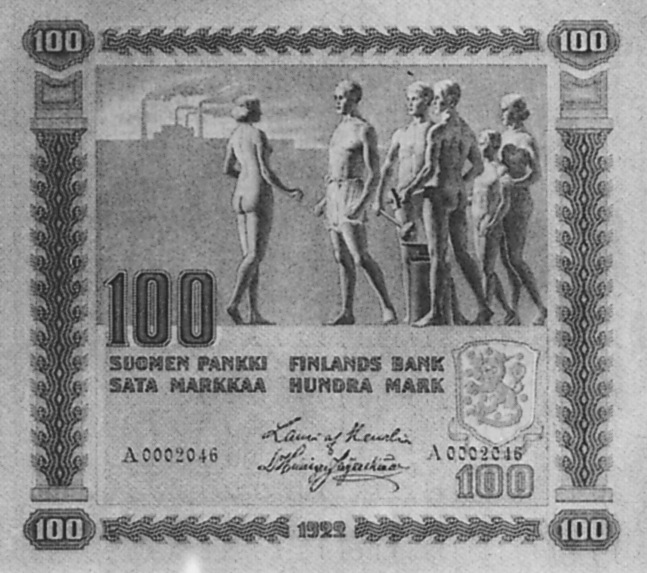 1922 Finland 100 Markkaa values and price guide