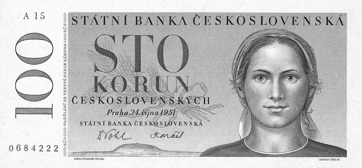 1951 Czechoslovakia 100 Korun values and price guide