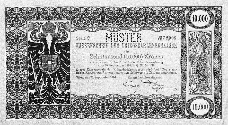 1914 Austria 10,000 Kronen values and price guide