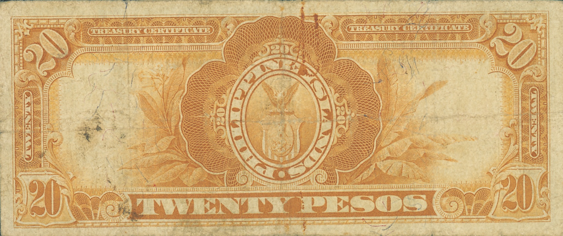 1918 Philippines 20 Pesos values and price guide