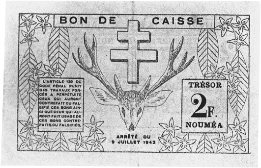 1942 New Caledonia 2 Francs values and price guide