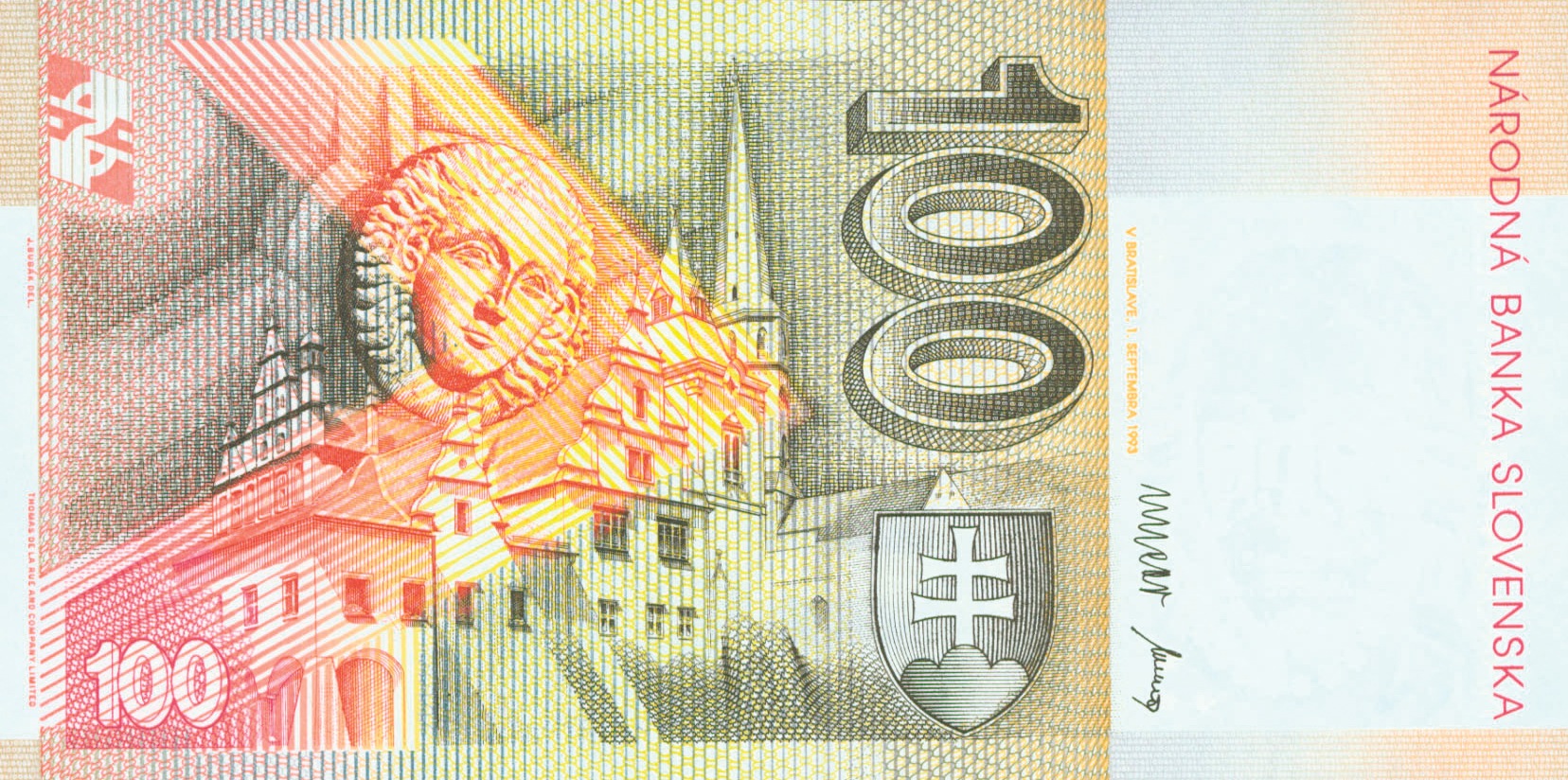 1993 Slovakia 100 Korun values and price guide