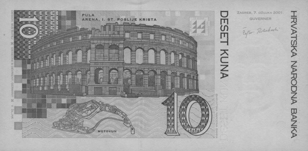 2001 Croatia 10 Kuna values and price guide