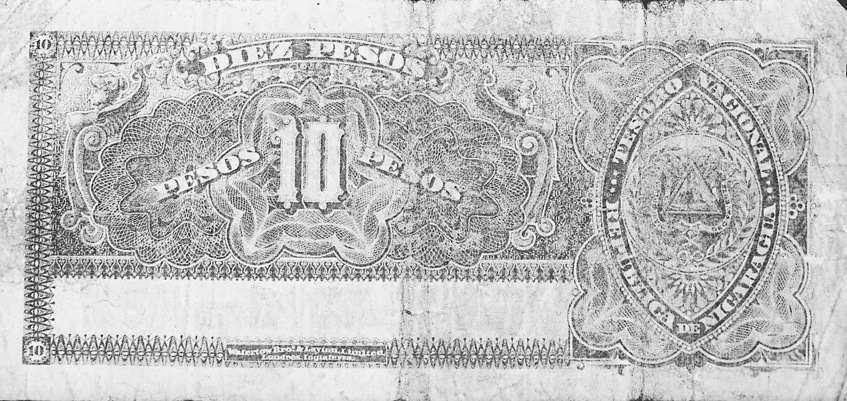 1908 Nicaragua 10 Pesos values and price guide