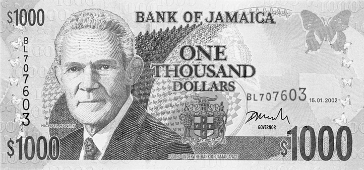 2000 Jamaica 1000 Dollars values and price guide