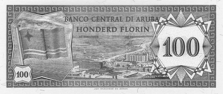 1986 Aruba 100 Florin values and price guide