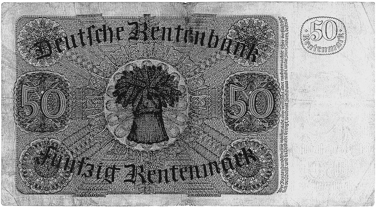 1934 Germany 50 Rentenmark values and price guide