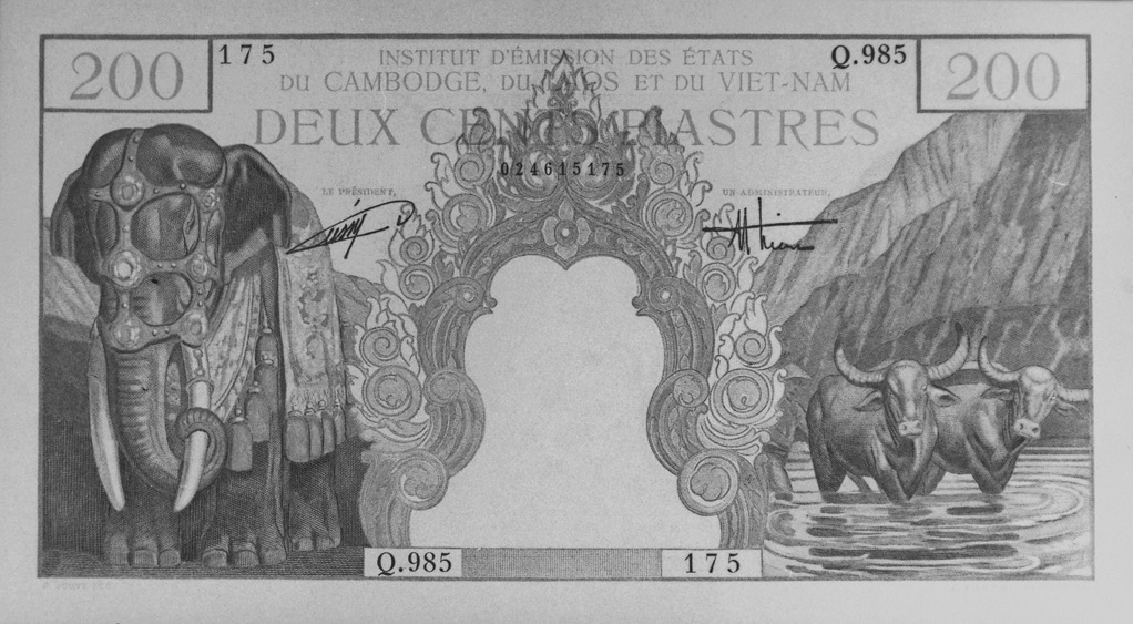1954 French Indo-China 200 Piastres = 200 Dong values and price guide