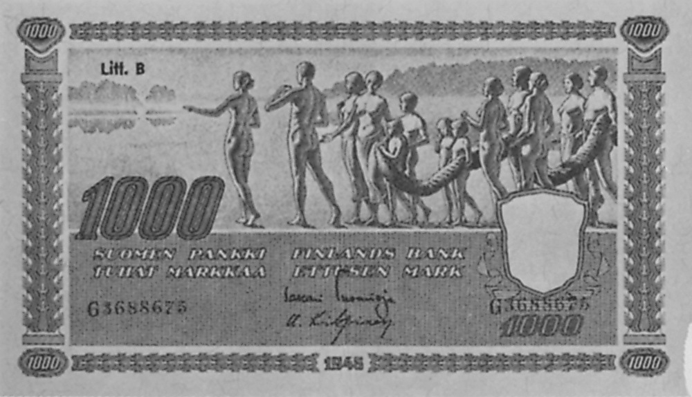 1948 Finland 1000 Markkaa values and price guide