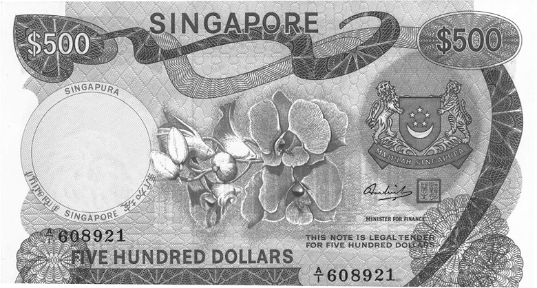 1972 Singapore 500 Dollars values and price guide