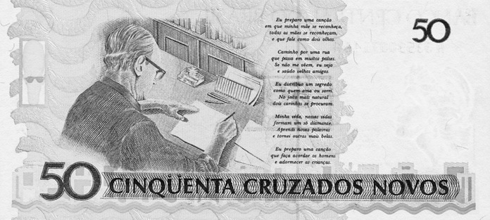1991 Brazil 50 Cruzeiros on 50 Cruzados Novos values and price guide