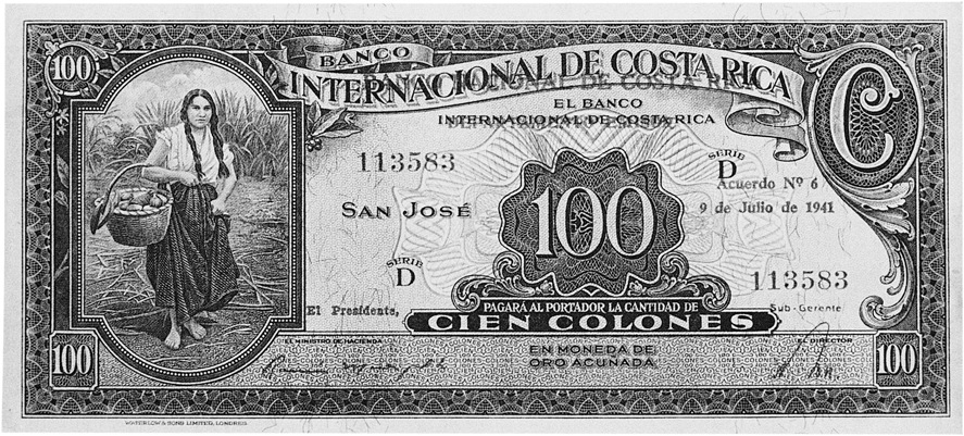 1937-1942 Costa Rica 100 Colones values and price guide