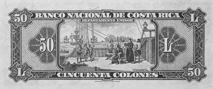 1942 Costa Rica 50 Colones values and price guide