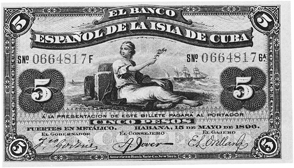 1896-1897 Cuba 5 Pesos values and price guide