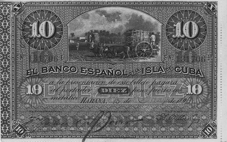 1896 Cuba 10 Pesos values and price guide