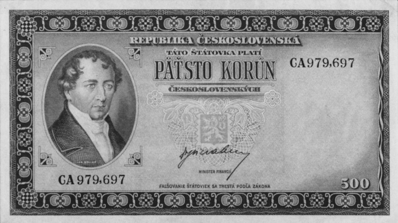 1945 Czechoslovakia 500 Korun values and price guide
