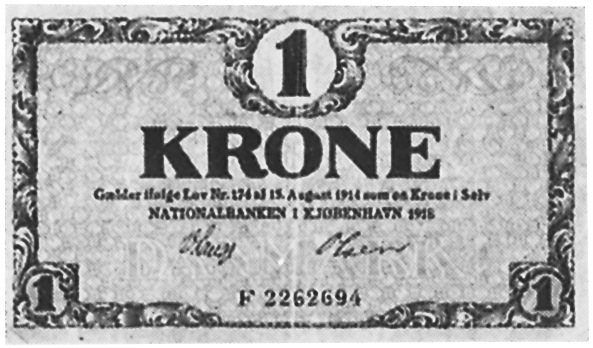 1916-1921 Denmark 1 Krone values and price guide