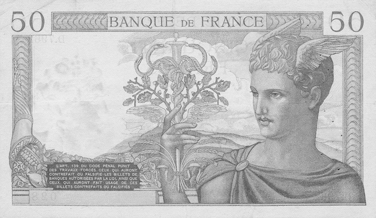 1937-1940 France 50 Francs values and price guide