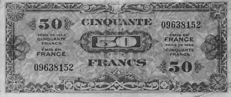 1944 France 50 Francs values and price guide