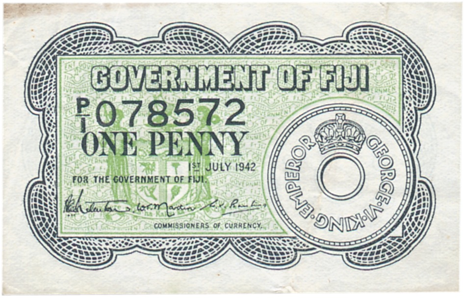 1942 Fiji 1 Penny values and price guide