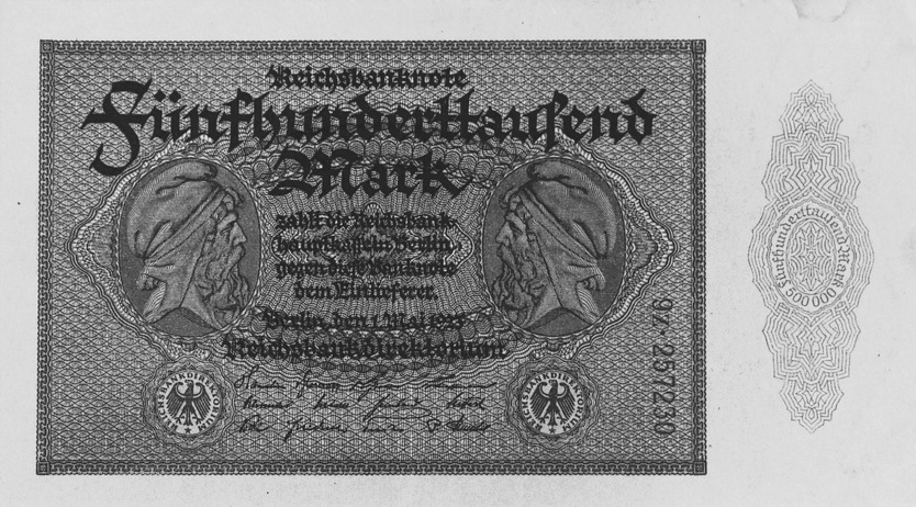 1923 Germany 500,000 Mark values and price guide