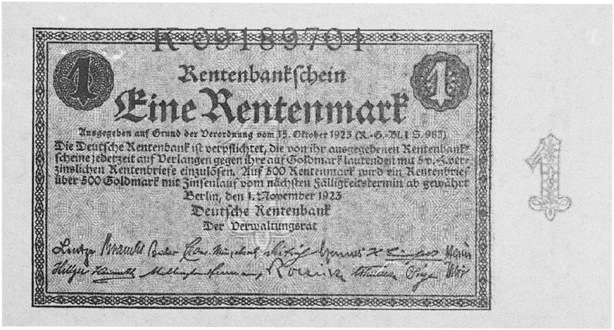 1923 Germany 1 Rentenmark values and price guide